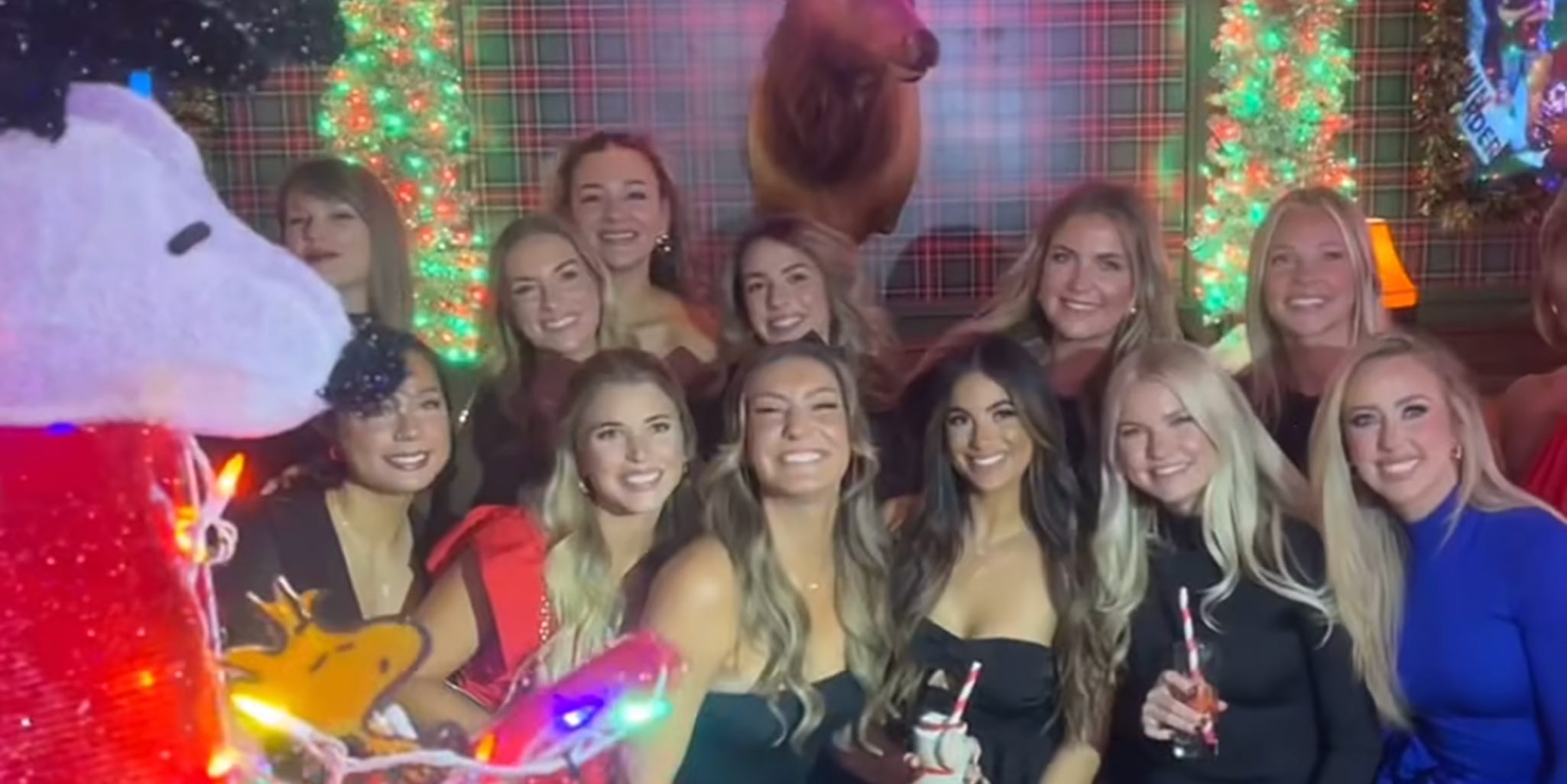 Taylor Swift is hard to spot in a new Chiefs holiday party photo