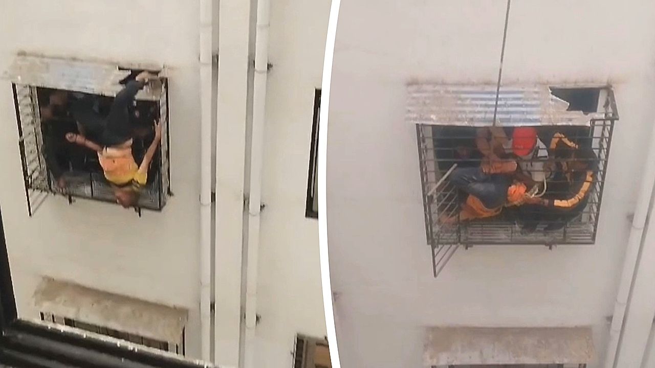 Man slips from 10th-floor window and hangs on for life in India