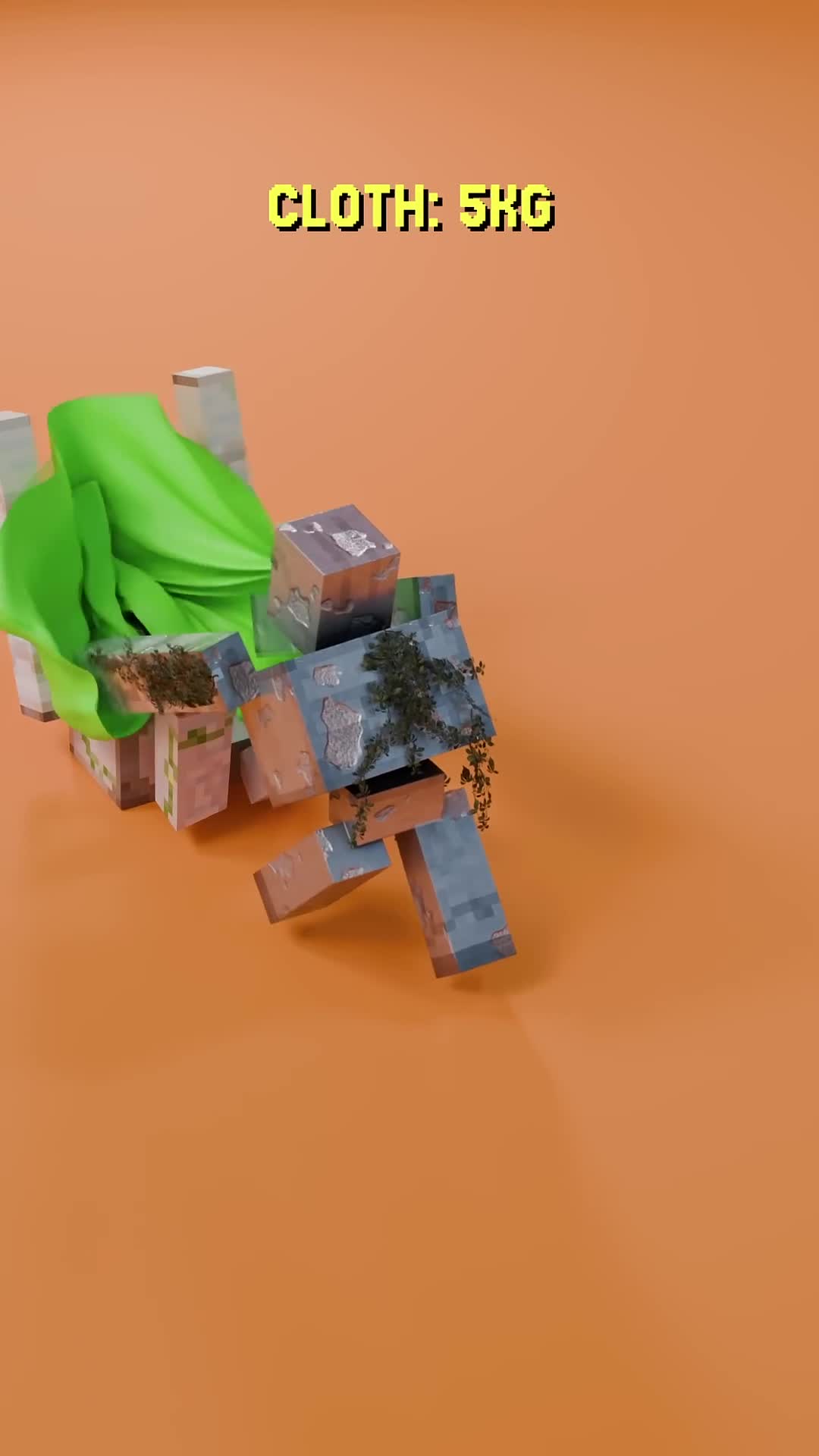 Minecraft iron golem satisfying cloth simulation and animations!