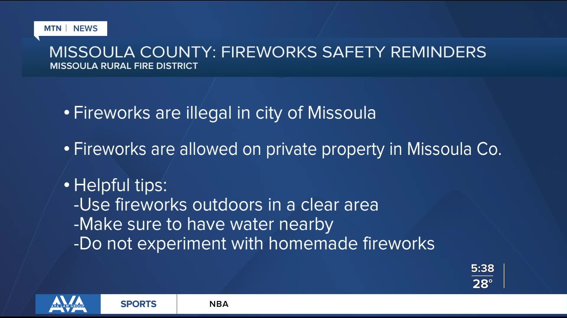 New Year's Eve fireworks reminder issued in Missoula