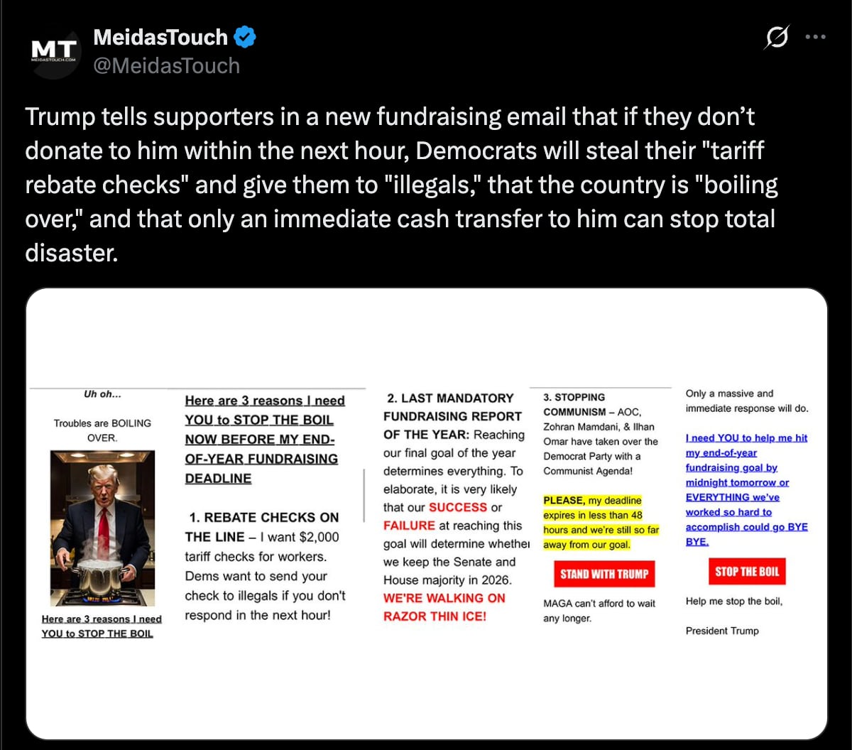 Trump, 79, warns fans to send him cash or Dems will steal it