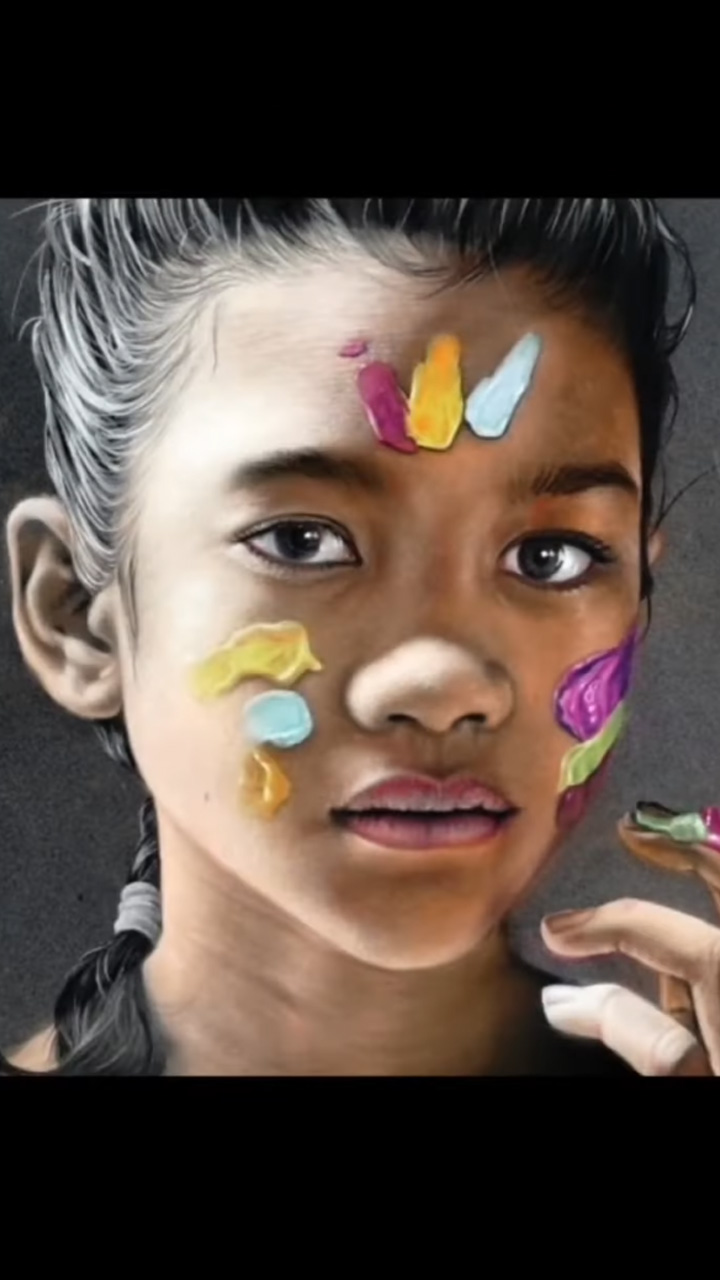 Artistic masterpiece using charcoal and pastel techniques