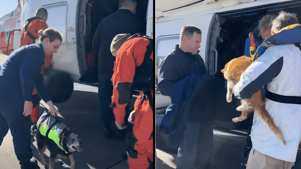 US Coast Guard rescues two people and pets off Cape Hatteras