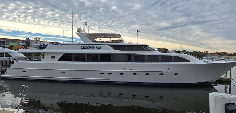 Greg Biffle's yacht Checkered Past remains for sale at Daytona marina