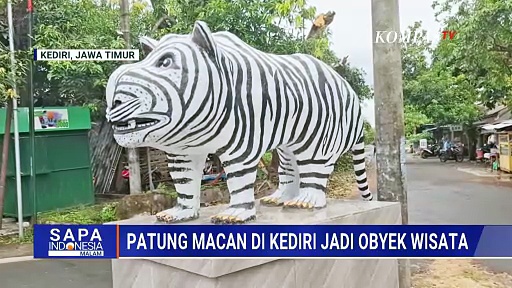 Patung macan di Kediri jadi obyek wisata dadakan, pengunjung rela ...