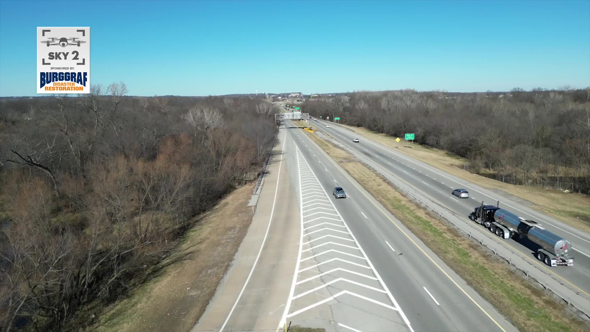 2 News drone footage over Hwy 75 bridge in Jenks