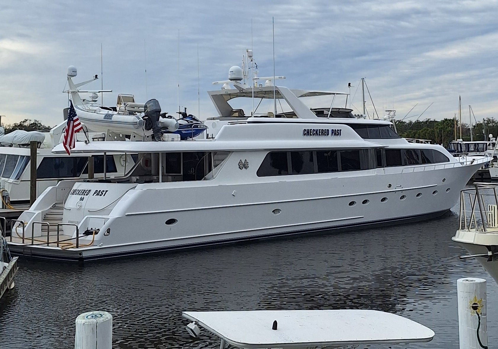 Greg Biffle's yacht Checkered Past remains for sale at Daytona marina