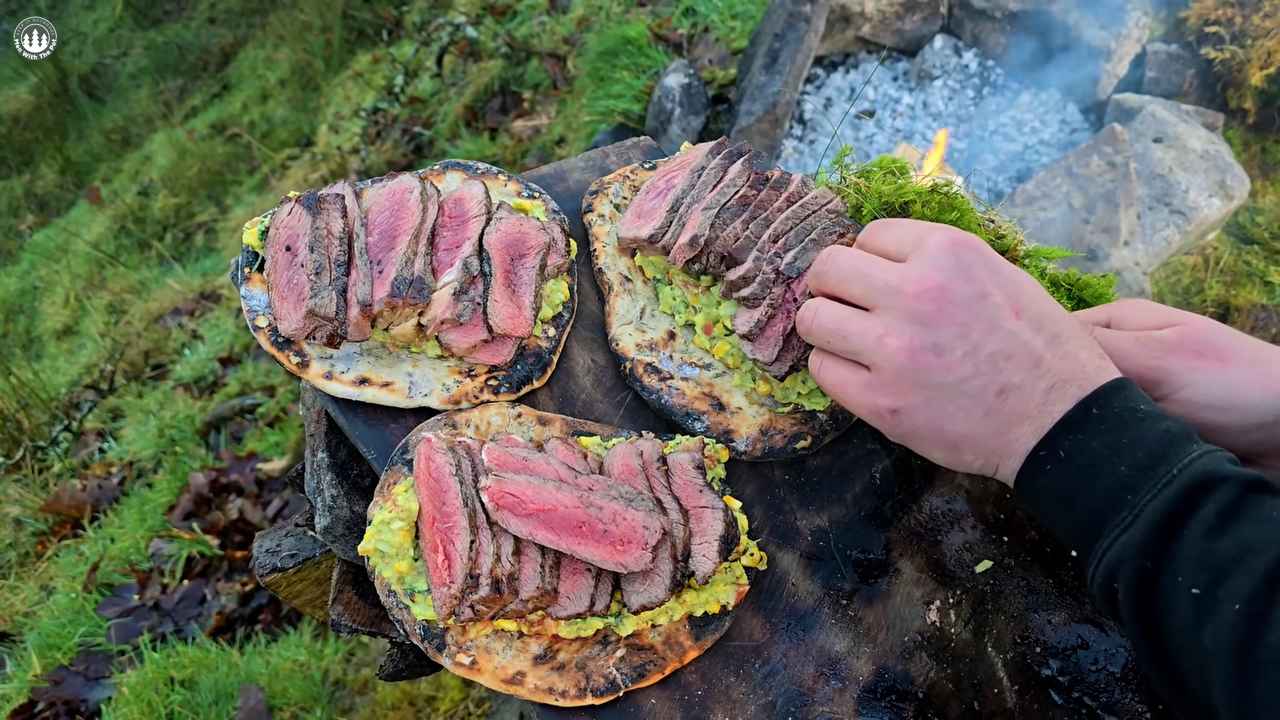 Why caveman-style steak and flatbread are made for the wild