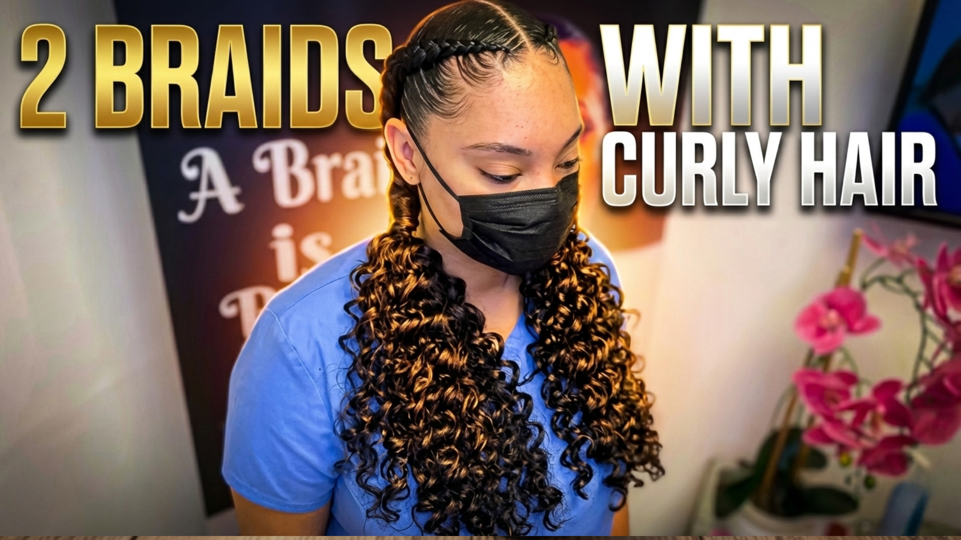 She finally found someone who can handle her hair | 2 braids with curly ...