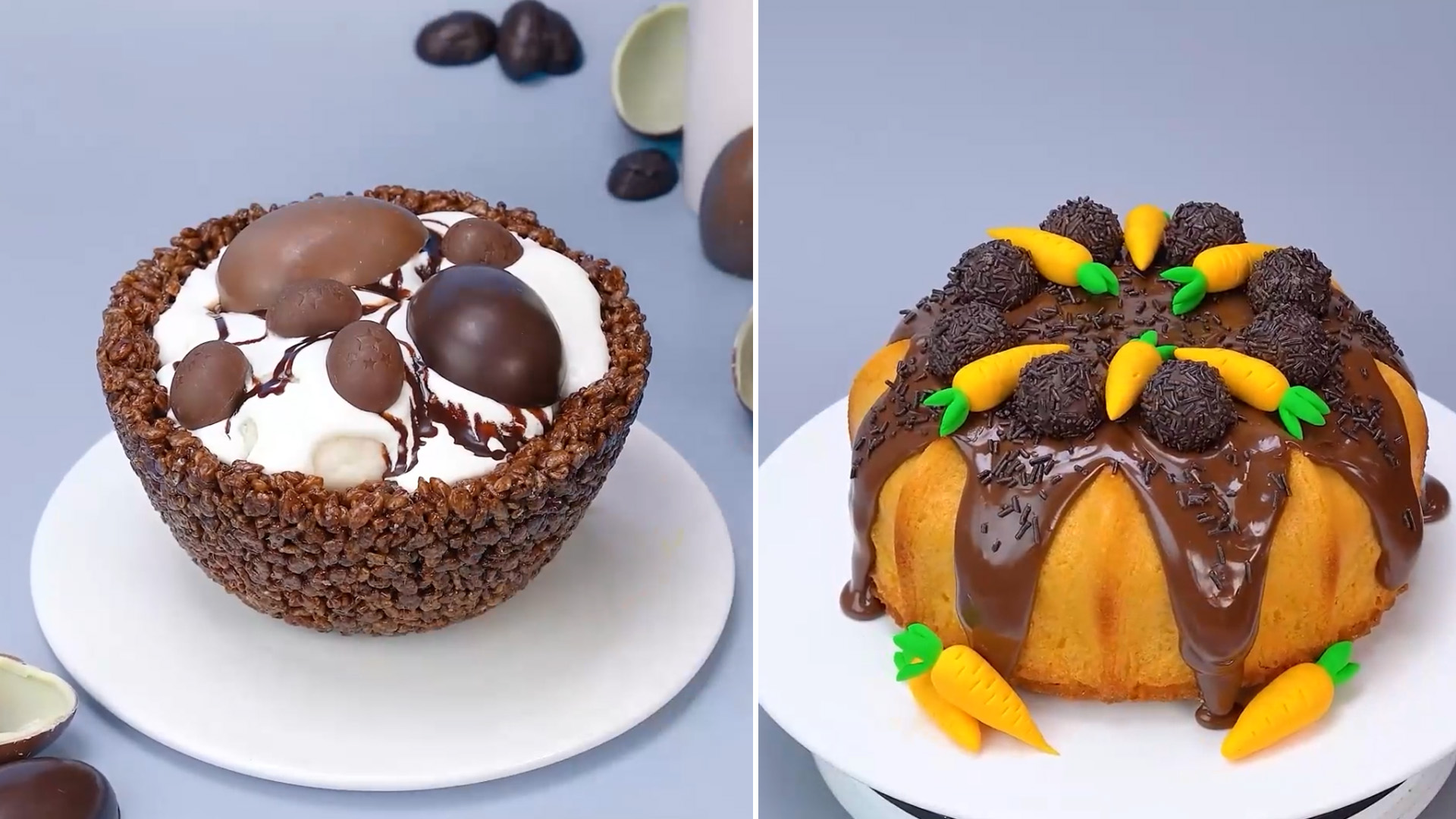 Chocolate dessert bowl and carrot-style cake creations