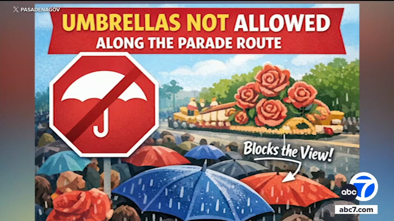 Umbrellas not permitted along Rose Parade route, despite rain forecast