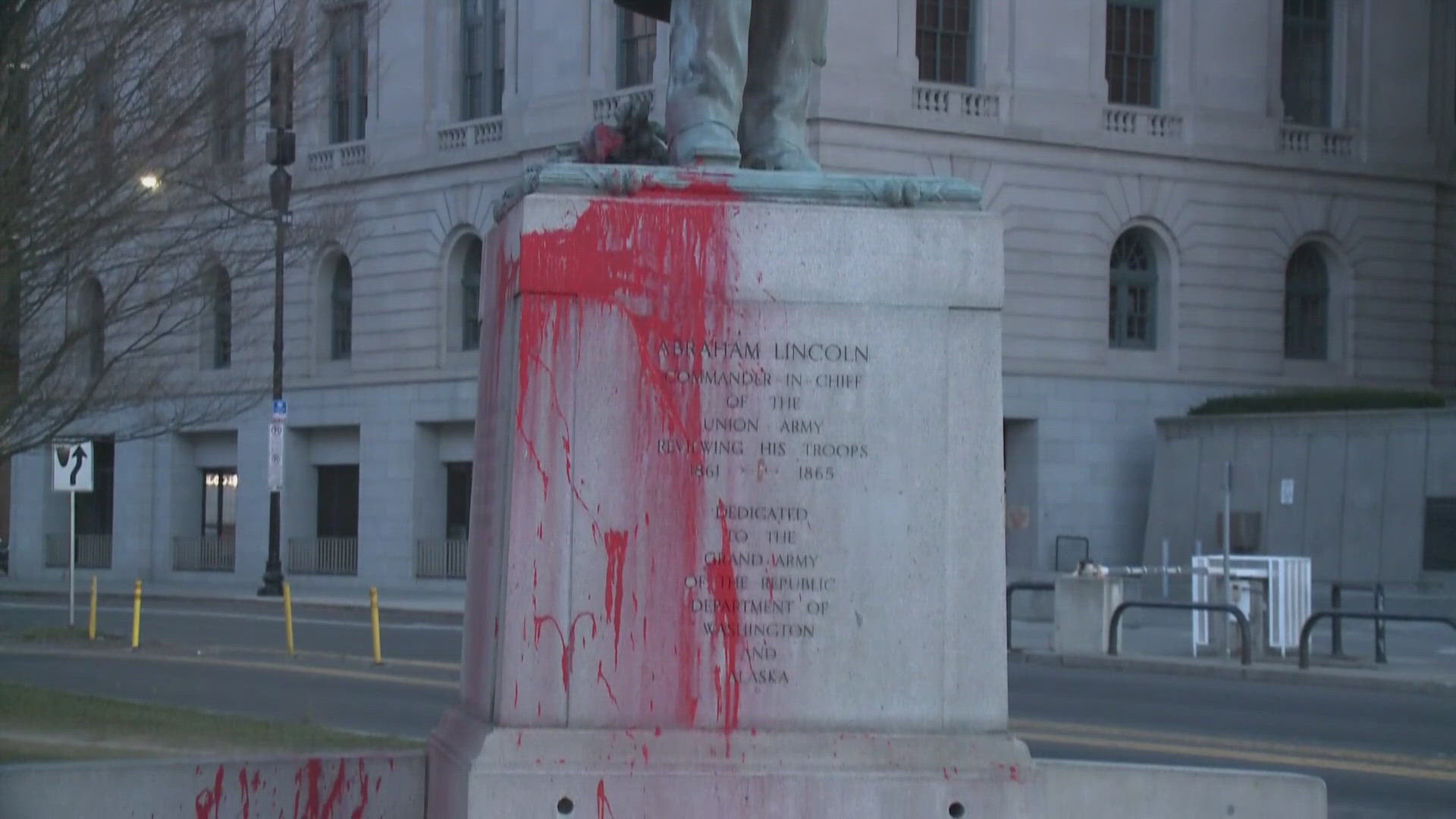 Downtown Spokane's Abraham Lincoln statue vandalized