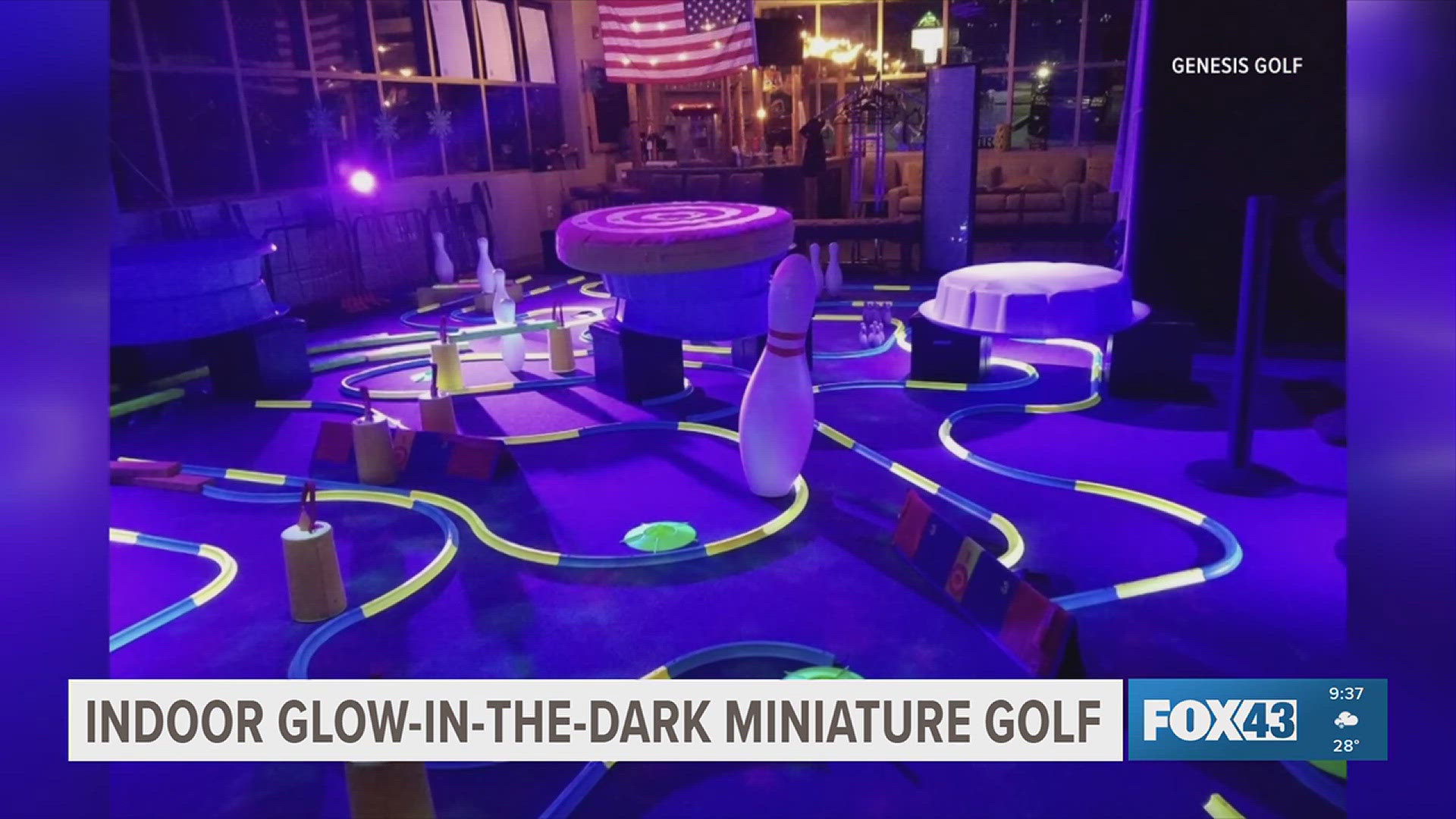 Glow-in-the-dark mini golf at Genesis Golf in York