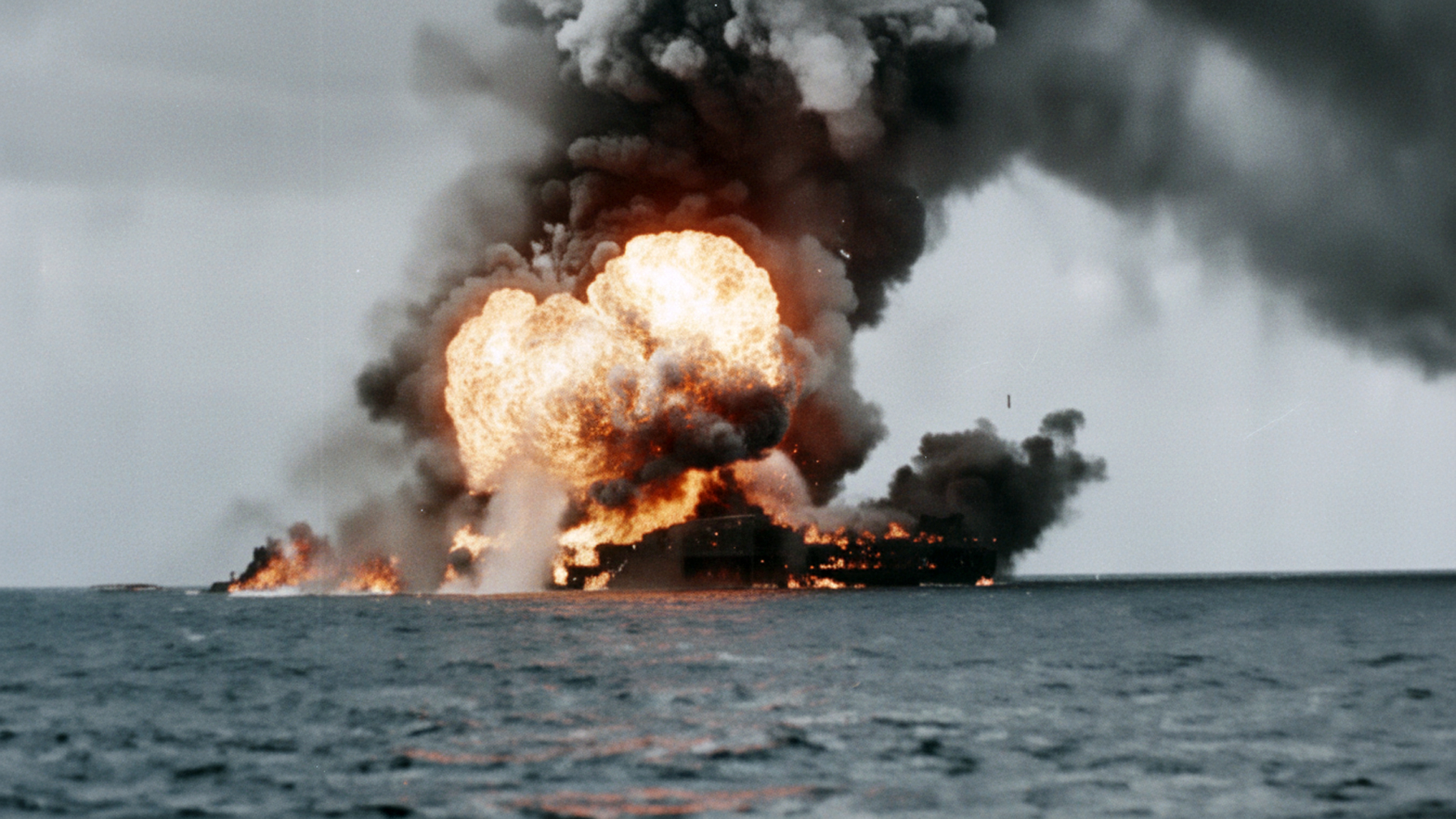 The US carrier that burned for hours after a single bomb hit