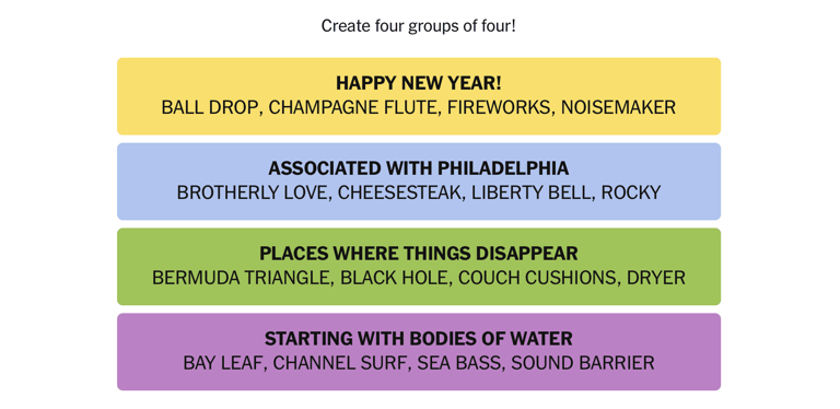 NYT Connections #934: Hints and solutions for December 31, 2025