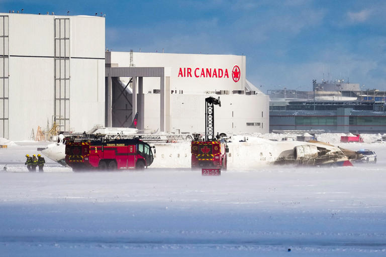 Delta passengers shown dangling from seats as plane flips over in ...
