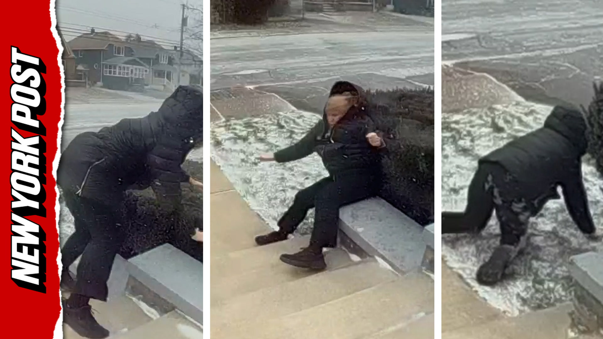 Strong winds send woman flying off porch during winter storm