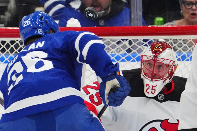 Woll earns 1st shutout of the season as Maple Leafs send Devils to ...