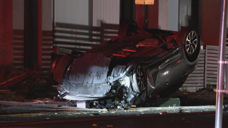 Two men injured after stolen car ploughs into power pole following ...