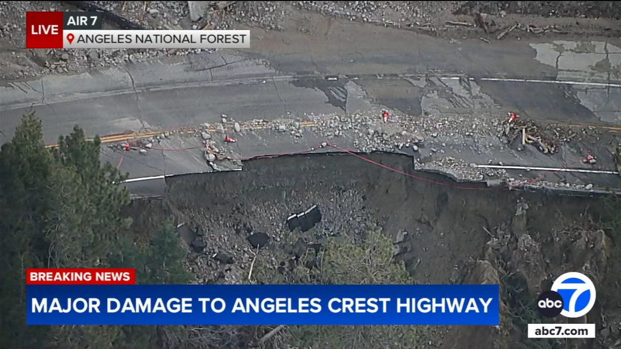 Angeles Crest Highway partially collapses after holiday storm; ongoing ...