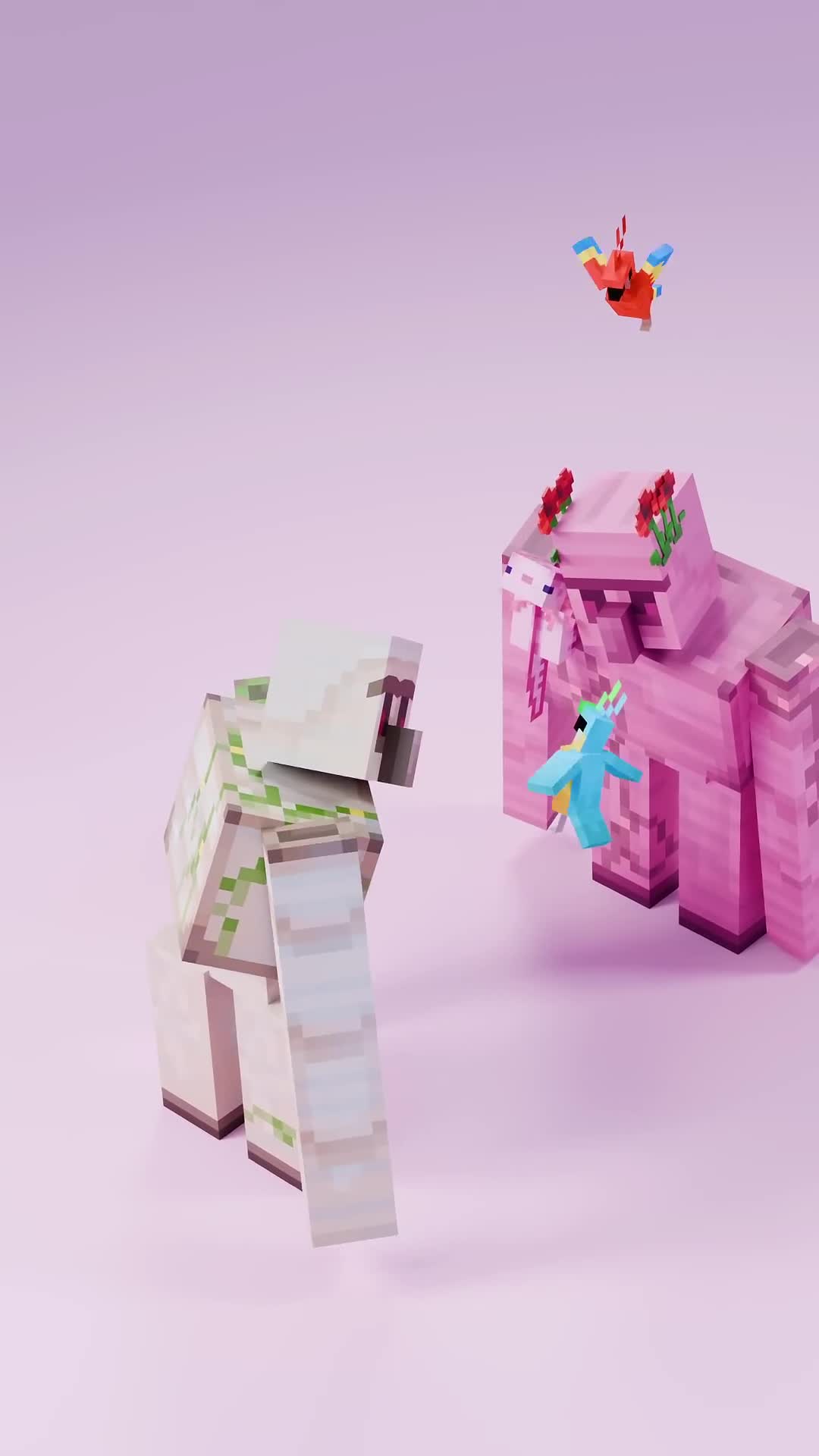 Minecraft iron golem vs pretty little baby cute satisfying 3D cloth and ...