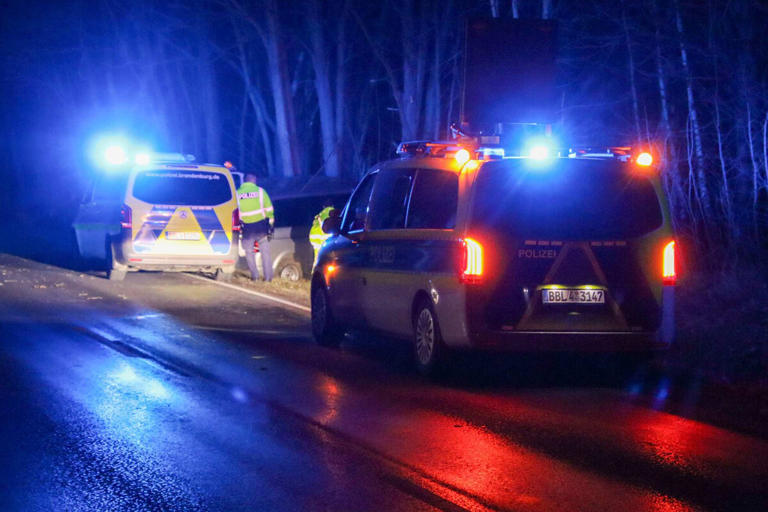 Transporter landet in Baumgruppe: Fahrer wird eingeschlossen