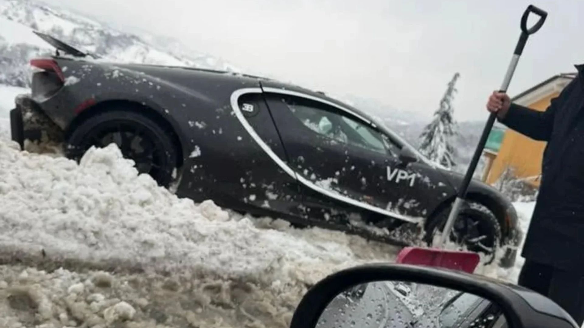 Bugatti Tourbillon prototype gets buried in snow