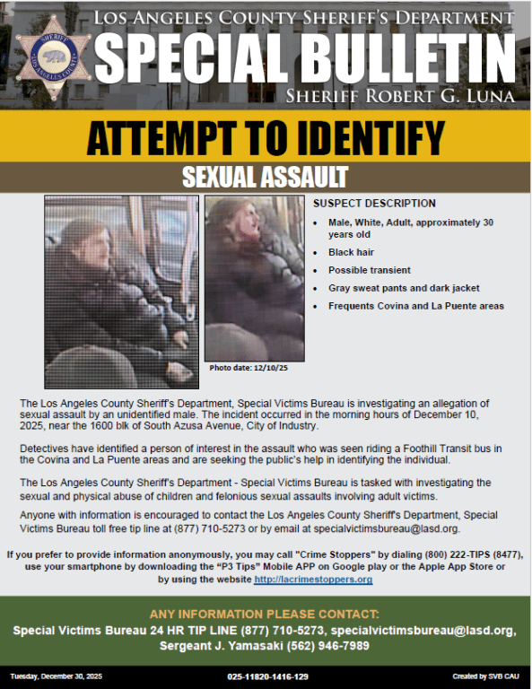 Sexual assault suspect sought by authorities