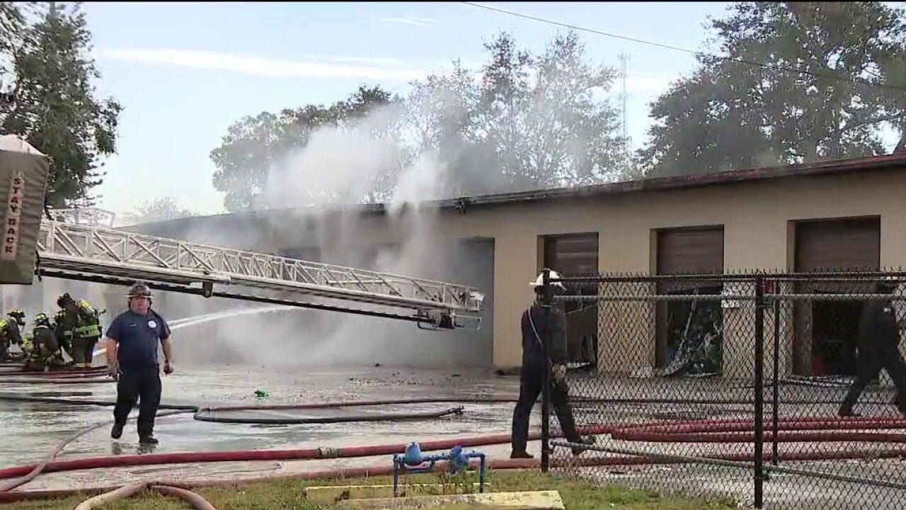 Crews battle large fire at storage facility