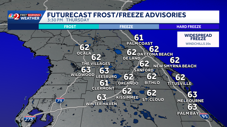 Freeze watches, warnings in effect across multiple Central Florida counties