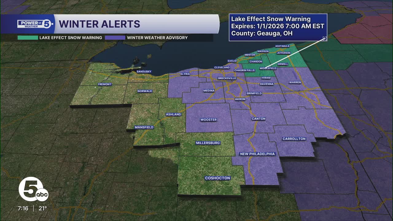 Cold and snowy end to 2025