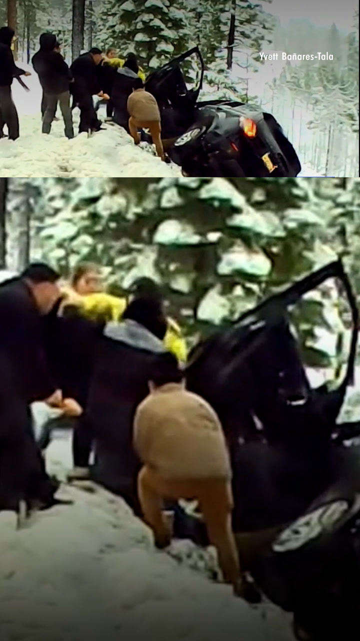 Trapped couple saved as strangers form human chain to stop SUV from ...