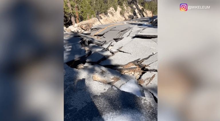 Severely damaged portion of Angeles Crest Highway closed