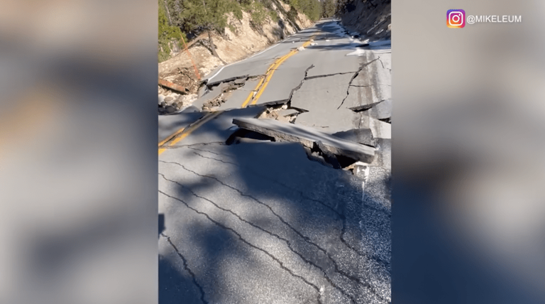 Severely damaged portion of Angeles Crest Highway closed