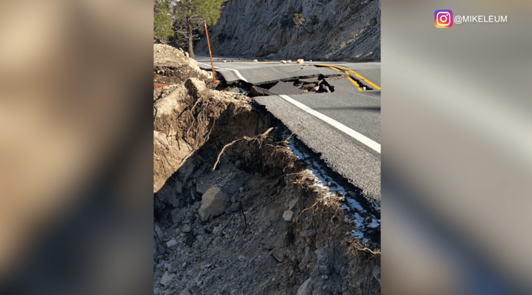 Severely damaged portion of Angeles Crest Highway closed