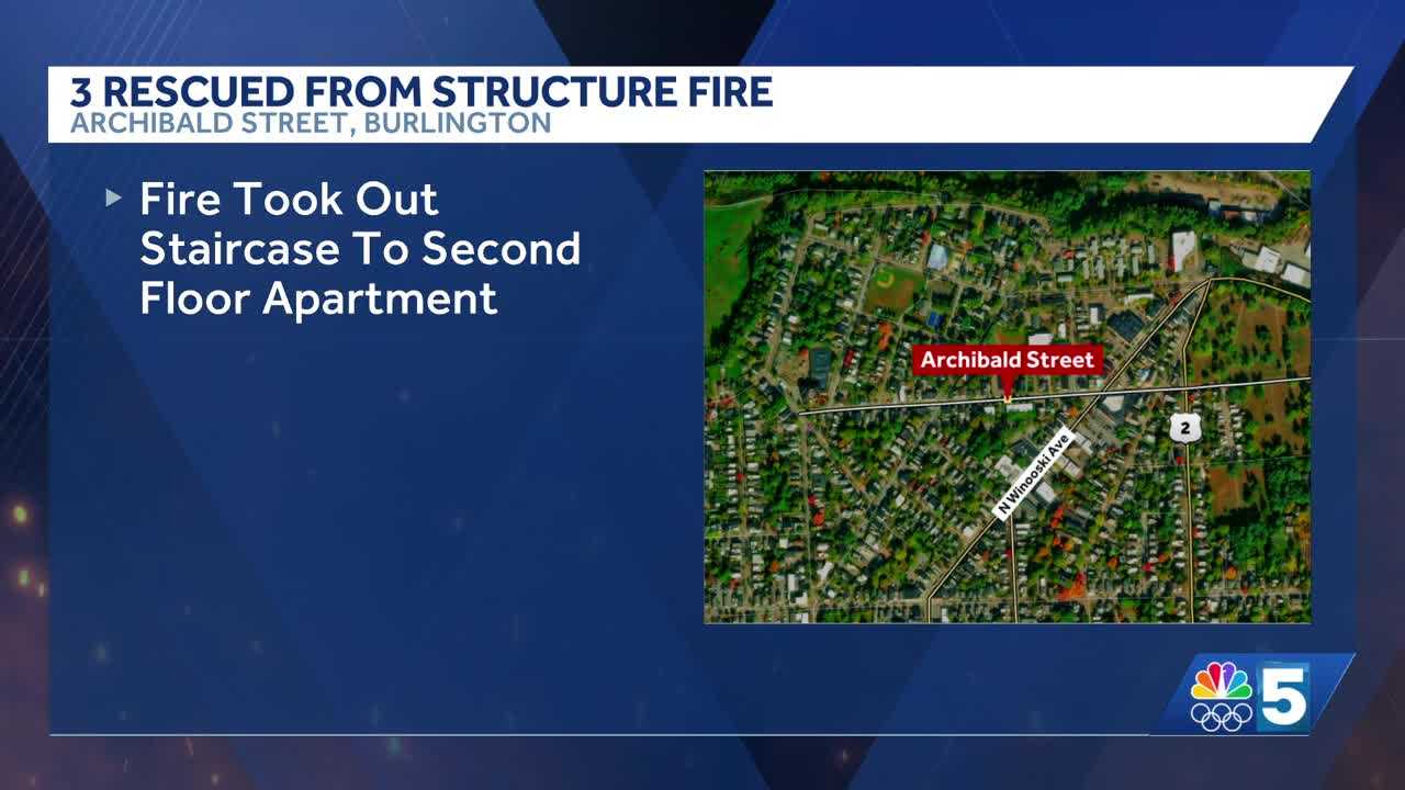3 rescued from burning building in Burlington's Old North End