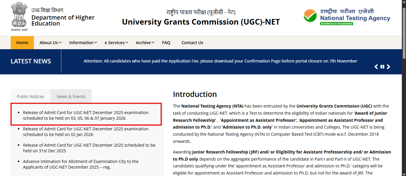 NTA UGC NET admit card 2025 released for exams scheduled from January 3 ...