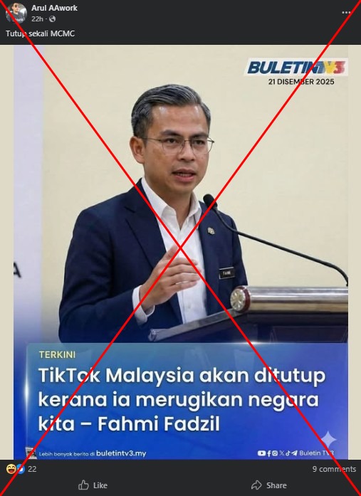 Fabricated posts falsely claim Malaysia plans to shut down TikTok