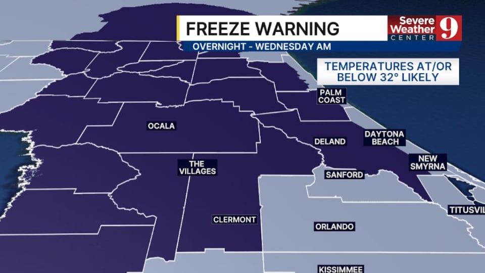 Central Florida cold snap: Freeze warnings north of Orlando, chilly New ...