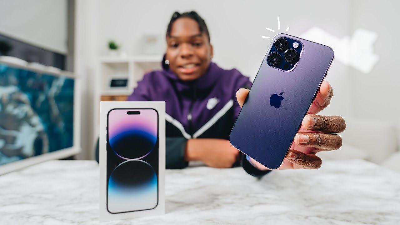 iPhone 14 Pro Max deep purple 💜 unboxing setup + low light camera test