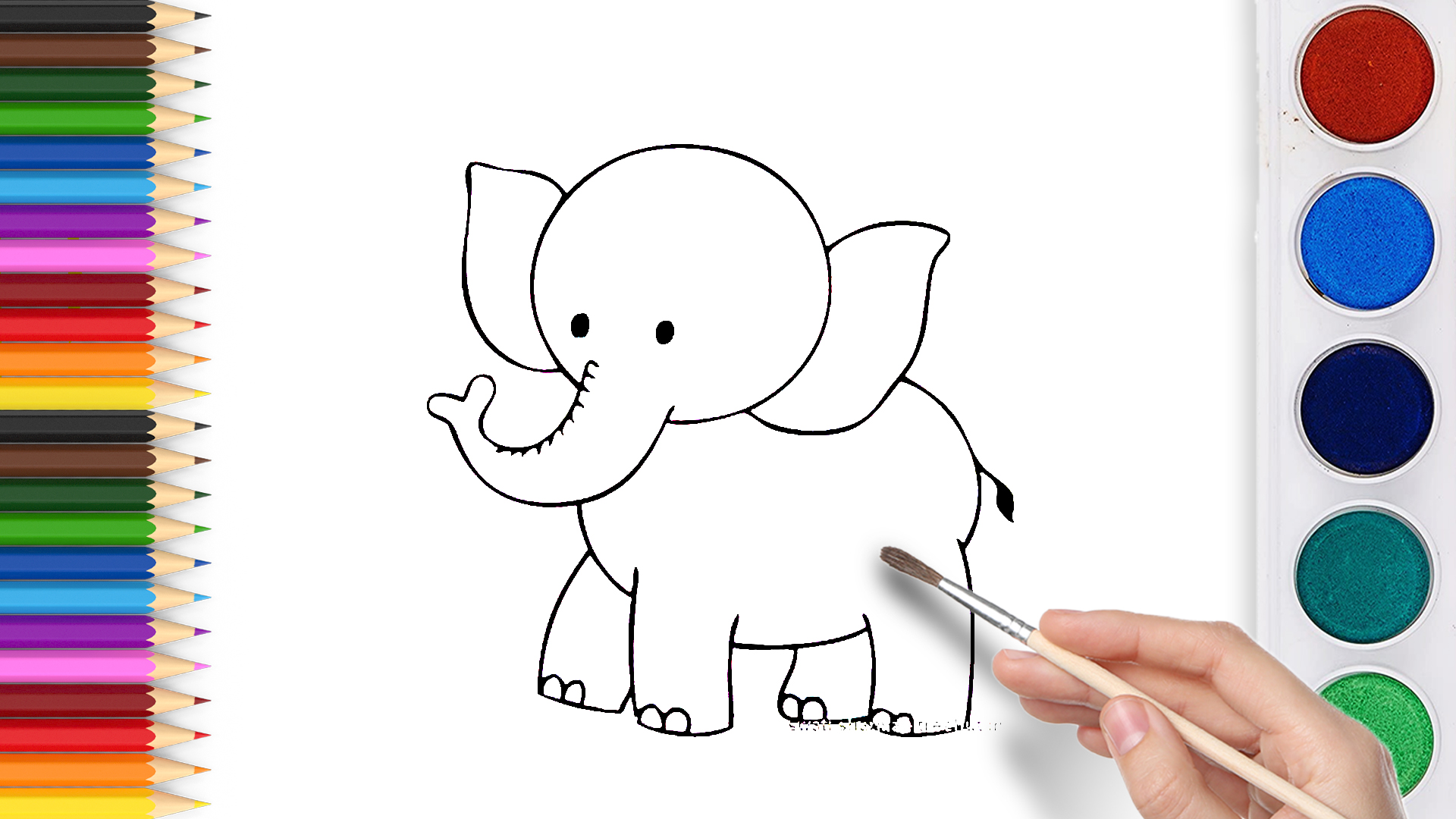 Coloring in an adorable elephant drawing