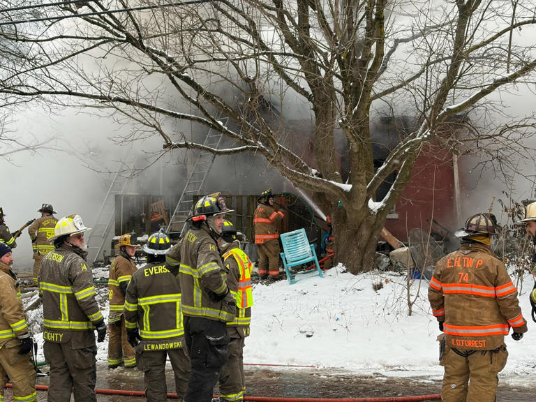 Firefighters battle house fire in East Huntingdon