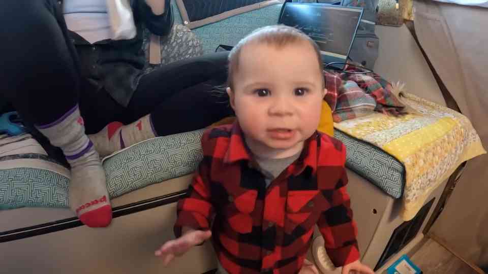 How this family sleeps at truck stops across the US with a baby
