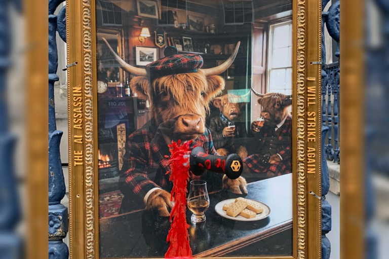 Mysterious artwork of 'murdered' highland cow appears at Glasgow GoMA ...