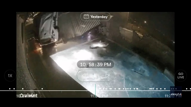 Driver miraculously survives after flying into a pool as car flips onto ...