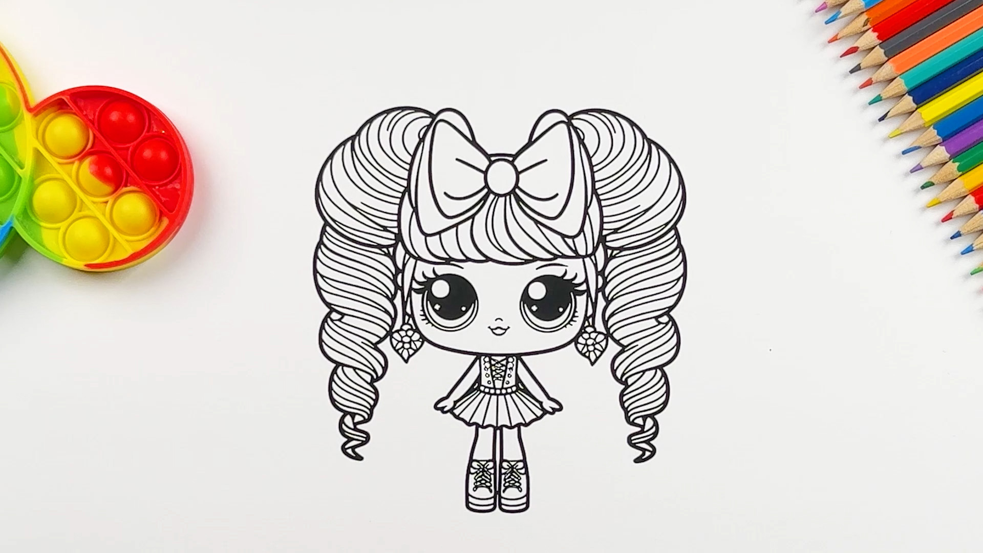 Fun girl painting and learning colors