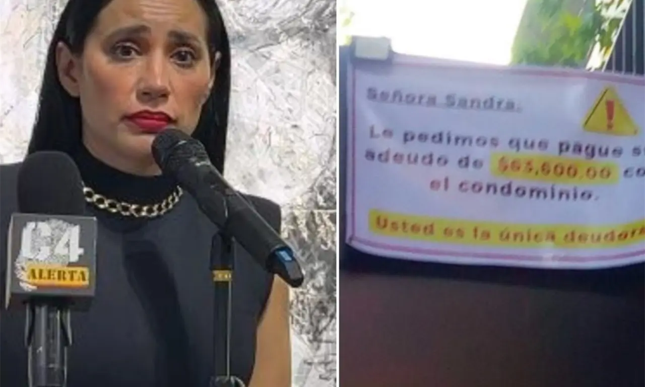 Con lona, exhiben presunta deuda de Sandra Cuevas en condominio