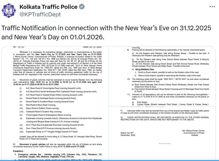 Heading out for December 31? Check New Year 2026 traffic advisories in ...
