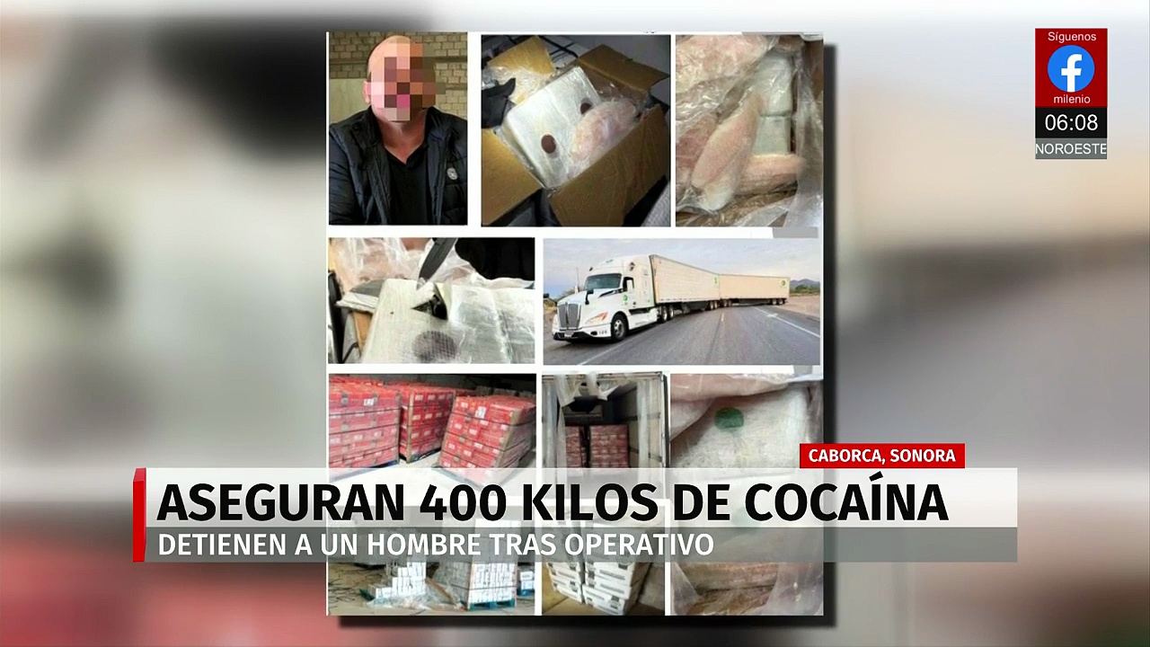Detienen a una persona y aseguran 172 kilos de cocaína en Caborca, Sonora