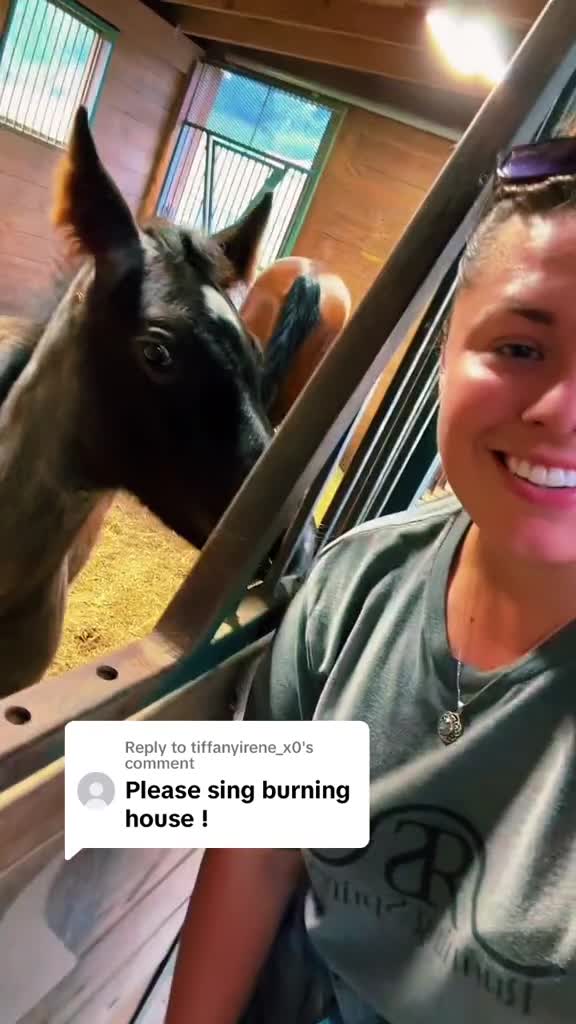 Singing 'Burning House' with horses in the barn